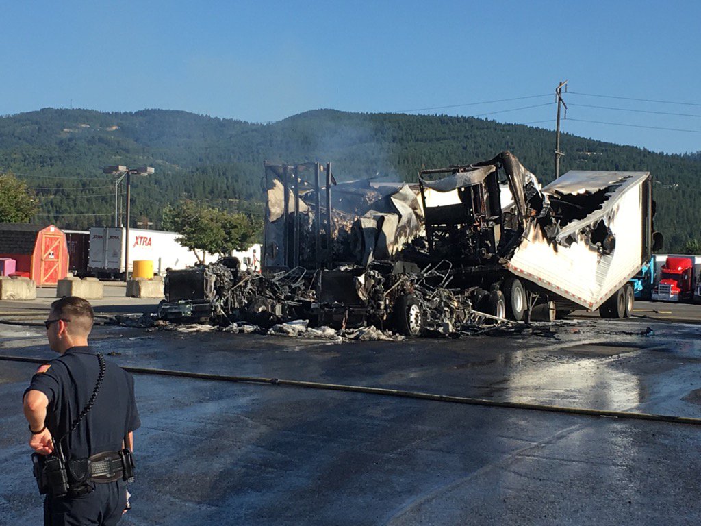 Fire engulfed two semi-trucks at Idaho truck stop | krem.com